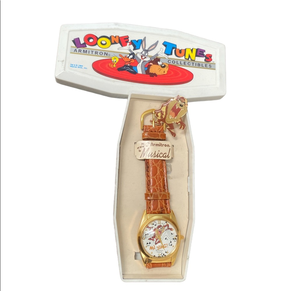 1994 Taz Looney Tunes Watch + 1993 Taz Pin - Gem